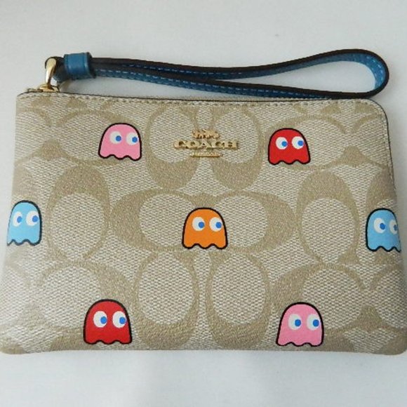 Coach | Bags | Coach X Pac Man Ghost Small Wristlet Lt Khaki | Poshmark